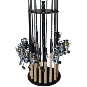 rush creek creations | fishing rod holder for 16 rods, fishing pole holder for garage organization and storage, for fishing reels, fishing gear, fishing accessories, tackle box (360° access)