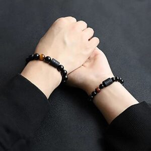 LAKIYOYO Zodiac Bracelet for Men Women Adjustable Natural Black Onyx Stone Bracelet 8mm 10mm Star Sign Constellation Horoscope Bracelet Gifts(pisces 1)