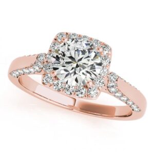 PB Collection Halo 2-Pc Bridal Set Cubic Zirconia Engagement Wedding Ring Band in 14K Rose Gold Over 12