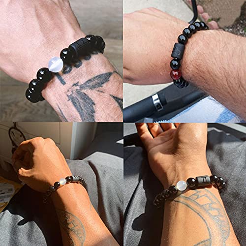 LAKIYOYO Zodiac Bracelet for Men Women Adjustable Natural Black Onyx Stone Bracelet 8mm 10mm Star Sign Constellation Horoscope Bracelet Gifts(pisces 1)