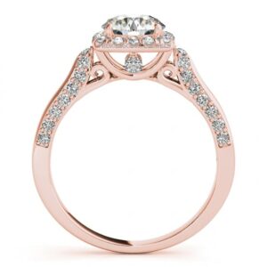 PB Collection Halo 2-Pc Bridal Set Cubic Zirconia Engagement Wedding Ring Band in 14K Rose Gold Over 12