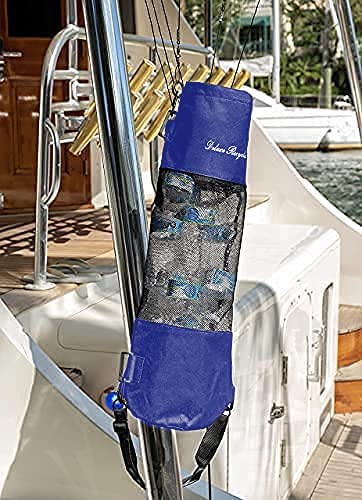 Deluxe Recycles Portable Mesh Trash Bag for Boat - Washable Leakproof Outdoor Garbage Bags for Boat, Kayak or Camper – Lightweight & Large Capacity Bin Bag (Blue)