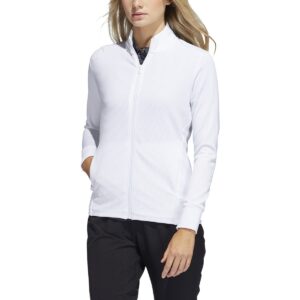 adidas women's standard textured full zip jacket, white, small