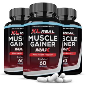 (3 pack) xl real muscle gainer max 1600mg advanced men's heath formula 180 capsules