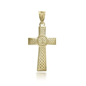 certified 10k yellow gold customized irish celtic knot cross religious pendant with your name