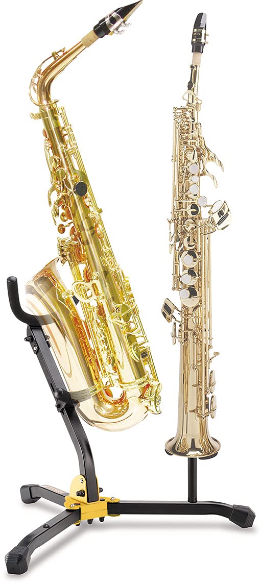 Hercules AltoTenor Saxophone and Soprano Saxophone Stand DS533BB with Bag and a Lumintrail Cleaning Cloth