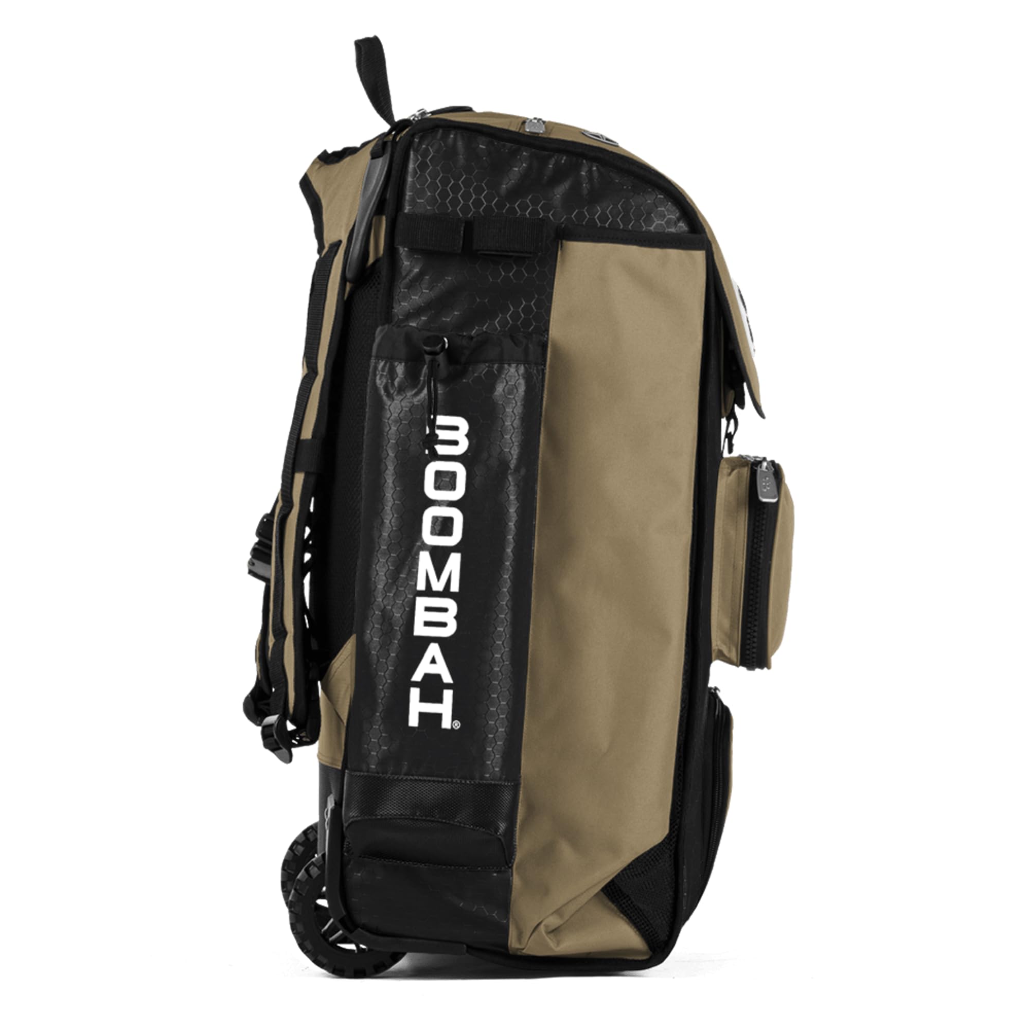 Boombah Catchers Superpack Hybrid Rolling Bat Bag - Black/Vegas Gold - Wheeled & Backpack Version