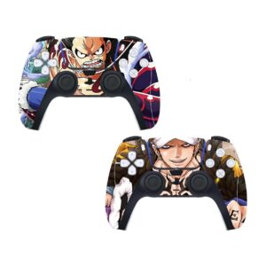 ebty dreams inc. - set of 2 one piec op monkey d. luffy, trafalgar law vinyl skin sticker decal protector for playstation 5 (ps5) controllers