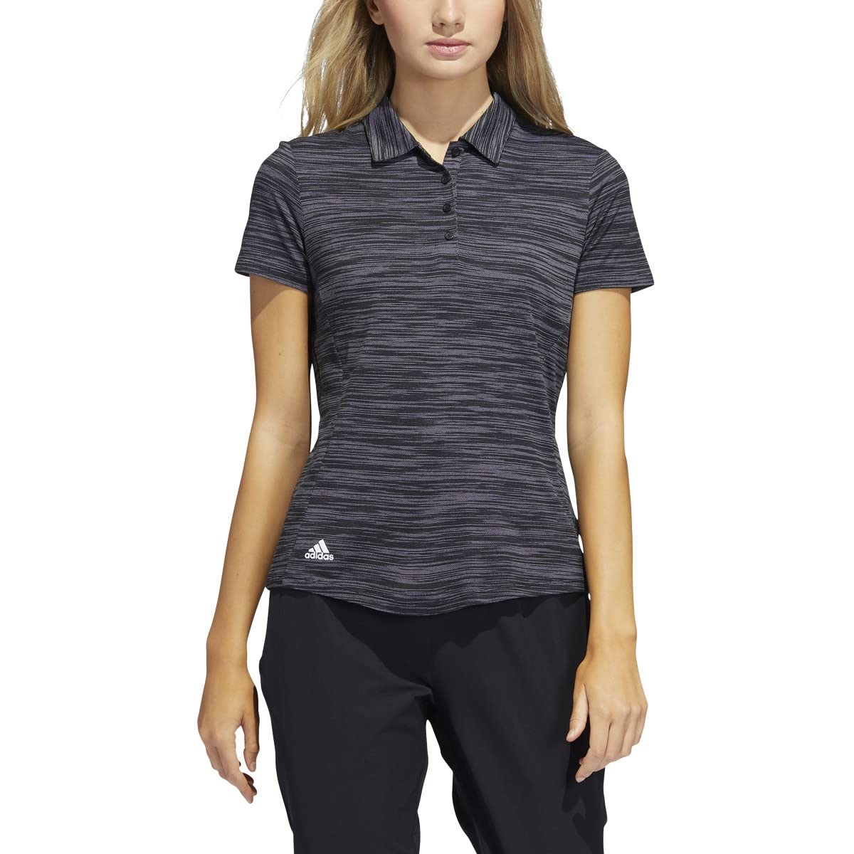 adidas Women's Standard Space Dye Polo Shirt, Black/White, Small