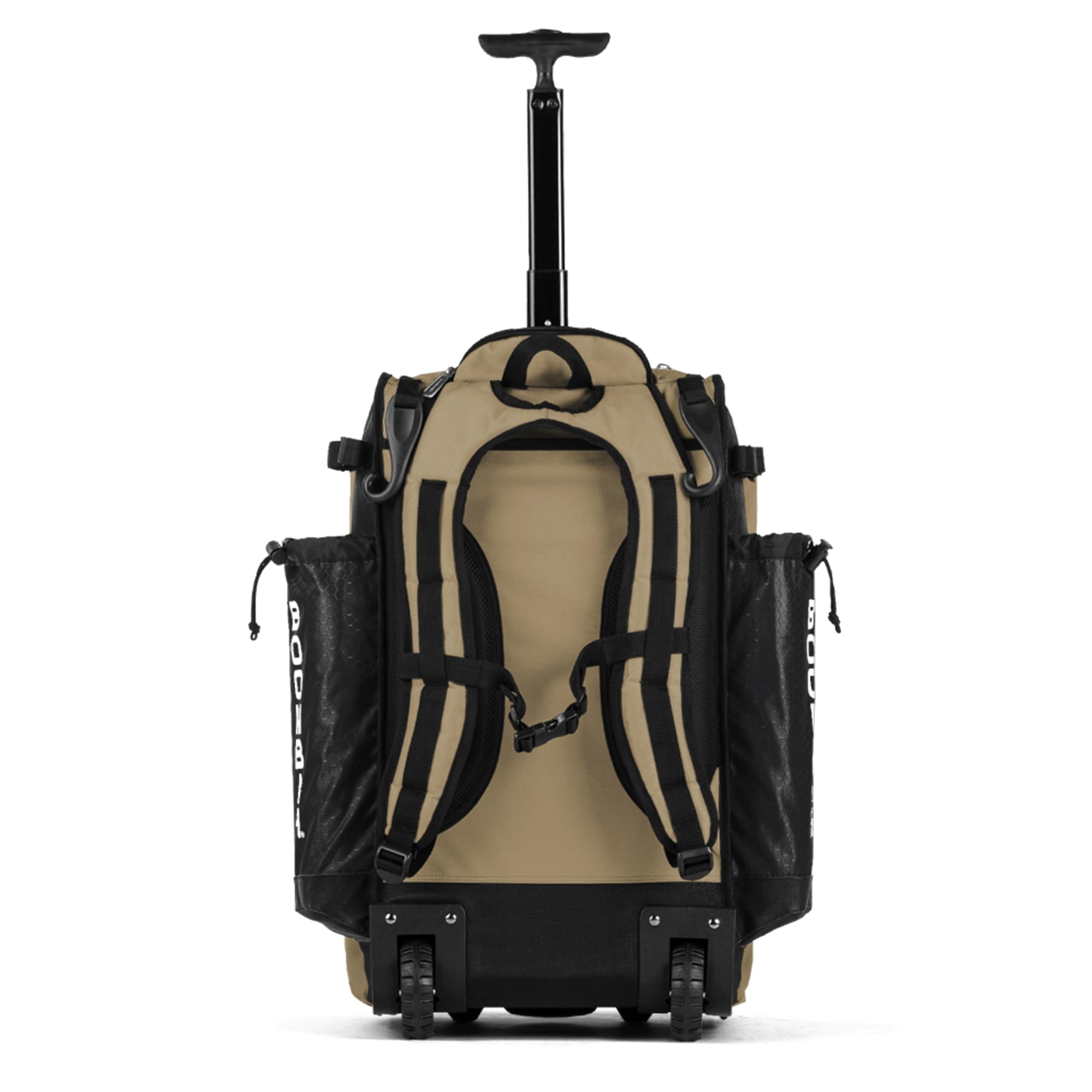 Boombah Catchers Superpack Hybrid Rolling Bat Bag - Black/Vegas Gold - Wheeled & Backpack Version