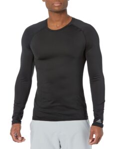 adidas men's upf base layer long sleeve top, black, large