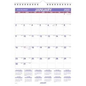 2022 wall calendar by at-a-glance, 8" x 11", small, monthly (pm128)