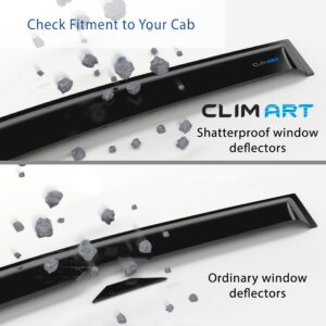 CLIM ART in-Channel Incredibly Durable Rain Guards for Ford Ranger 2019-2023 SuperCrew, Original Window Deflectors, Vent Deflector, Vent Window Visors, Dark Smoke, Truck Accessories, 4pcs - 619124LP