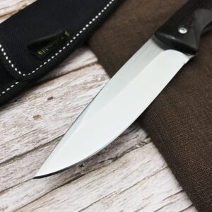 HUAAO 8.1in Fixed Blade Hunting Knife, Full Tang Knife with Black Ebony Handle for Hunting Camping Outdoor Survival