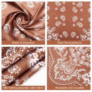 DOOBO Silk Head Scarf, 3 Pcs Satin Hair Scarf Set of 27.5 Inches, for Women Girls(Brown, Khaki, Light Green)