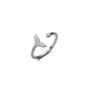 cz mermaid tail open stacking rings sterling silver 925 adjustable crystal diamond dolphin tail finger band eternity promise engagement ring cute jewelry for women