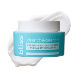 bliss drench & quench hyaluronic acid moisturizer for face - 1.7 fl oz - cream-to-water - hydrator for all-day moisture - clean - vegan & cruelty-free