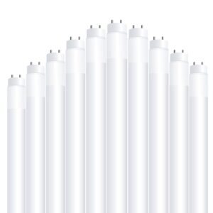 feit electric t848/850/b/led/2/5 4ft t8 led tube light, type b ballast bypass, ballast removal required, 18w=32w, 5000k daylight, double-end powered, f32t8 fluorescent tube replacement, ul, pack of 10