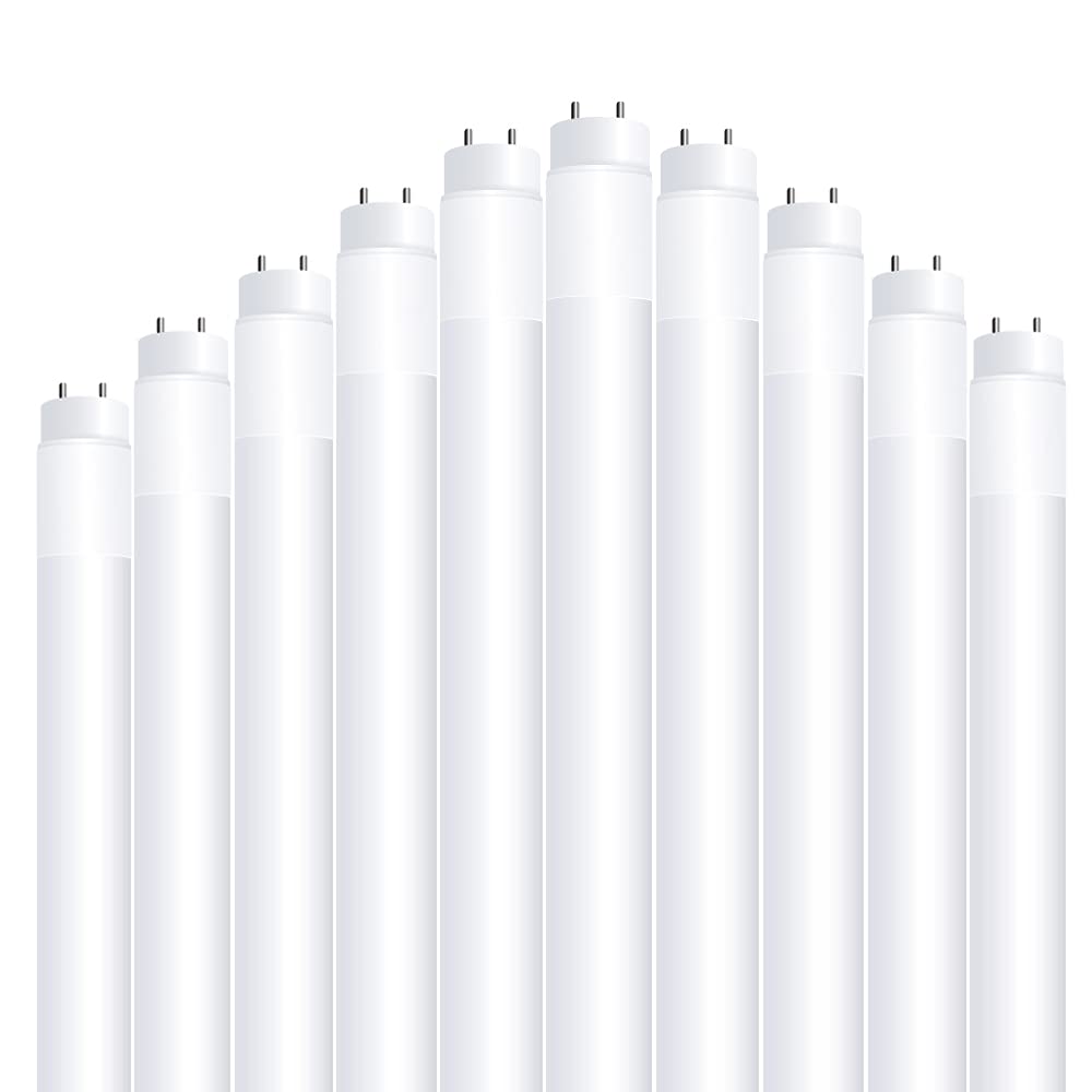 Feit Electric T848/850/B/LED/2/5 4FT T8 LED Tube Light, Type B Ballast Bypass, Ballast Removal Required, 18W=32W, 5000K Daylight, Double-End Powered, F32T8 Fluorescent Tube Replacement, UL, Pack of 10