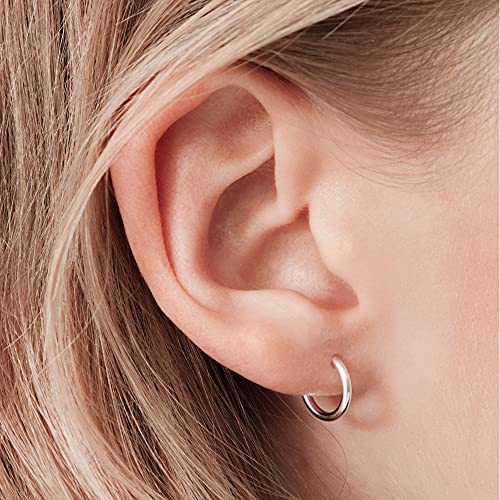 14K Gold Small Huggie Hoop Earrings for Women 925 Sterling Silver Hypoallergenic Cartilage Huggie Hoops Earrings for Men（3 Pairs）