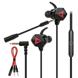 keeyteek wired gaming earbuds with microphone, gaming headset for ps4 xbox one, in-ear gaming earphones for laptop mac pc, 3.5mm jack, k23-black