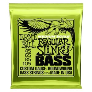 ernie ball medium scale regular slinky nickel wound bass guitar strings, 45-105 gauge (p02856)