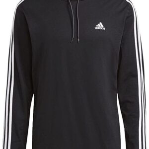 adidas Mens Lightweight Pullover Hoodie T-Shirt (2X-Large, Black/White)