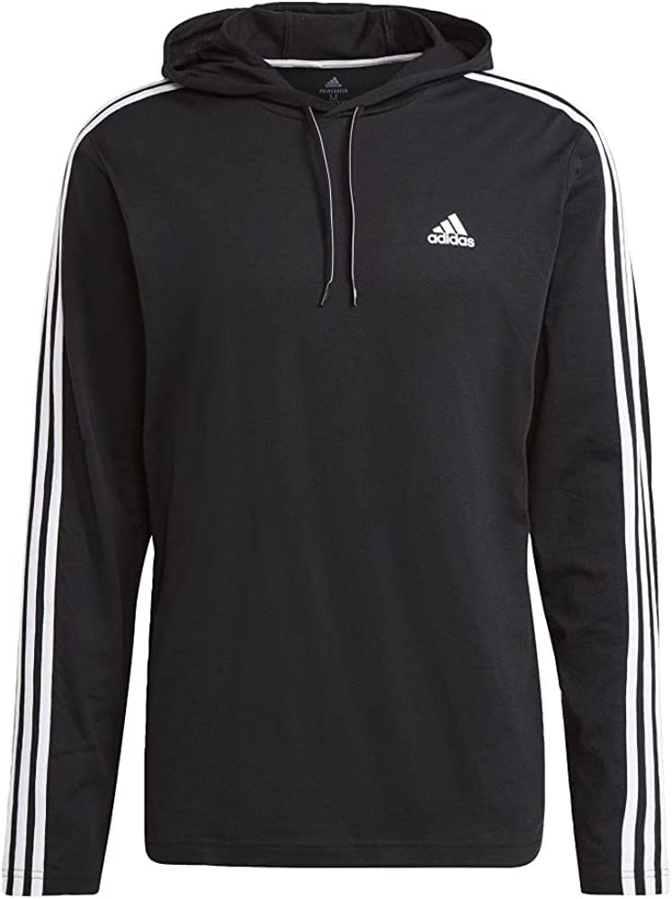 adidas Mens Lightweight Pullover Hoodie T-Shirt (2X-Large, Black/White)