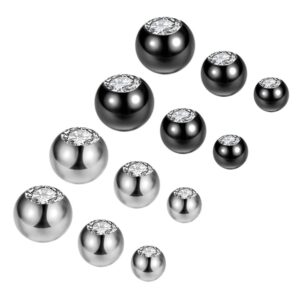 bngukju crystal replacement balls surgical steel barbell tongue nipple belly button piercing rings parts 12pcs 3mm-5mm