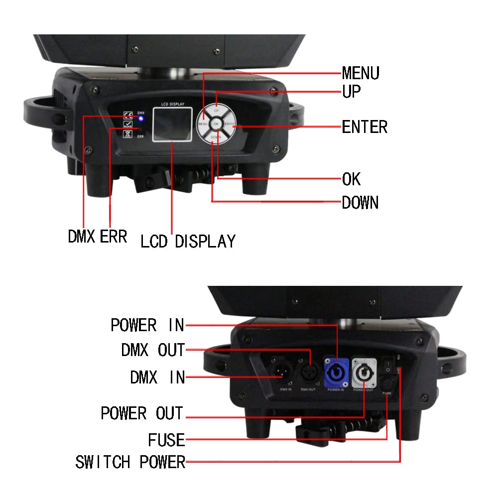 V-Show LED Aura Zoom Moving Head Light with Folding Clamp - 19x15W Beam Zoom Rotating Stage Wash Light, DMX512 Sound Activated Lighting Effect RGBW 4 in1 Dj Disco Club Party