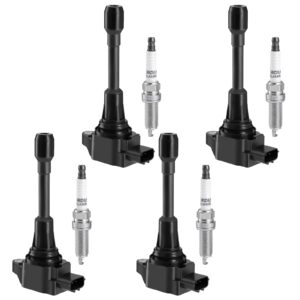 autosaver88 ignition coil pack uf549 and iridium spark plugs 9029 set of 4 compatible with altima cube nv200 rogue select sentra versa 1.6l 1.8l 2.0l 2.5l l4