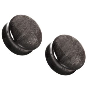 pierced owl natural silver obsidian stone saddle plug gauges, sold as pair (22mm (7/8"))