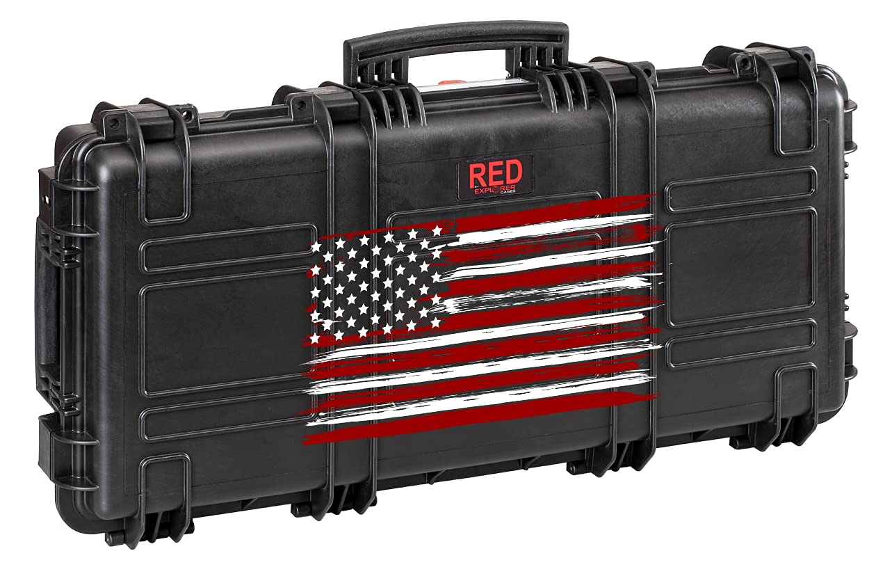 Explorer Cases RED7814.BCV.USA 31" RED Waterproof Gun Rifle Case with Double Layer Convoluted Foam - Limited USA Flag Edition