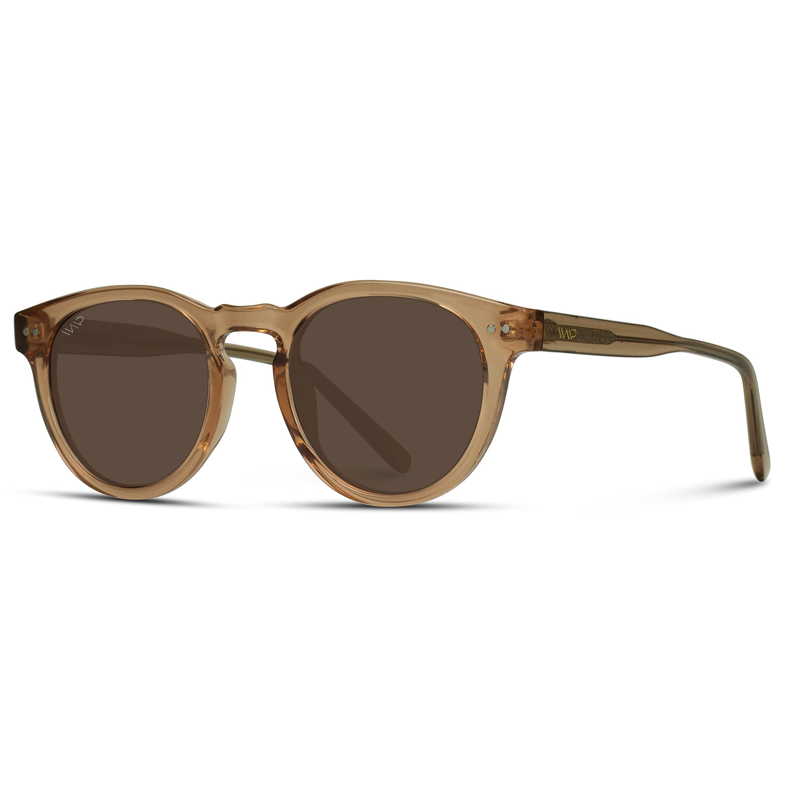 WearMe Pro Polarized Classic Round Retro Women's Sunglasses (Light Crystal Brown/Brown Lens)