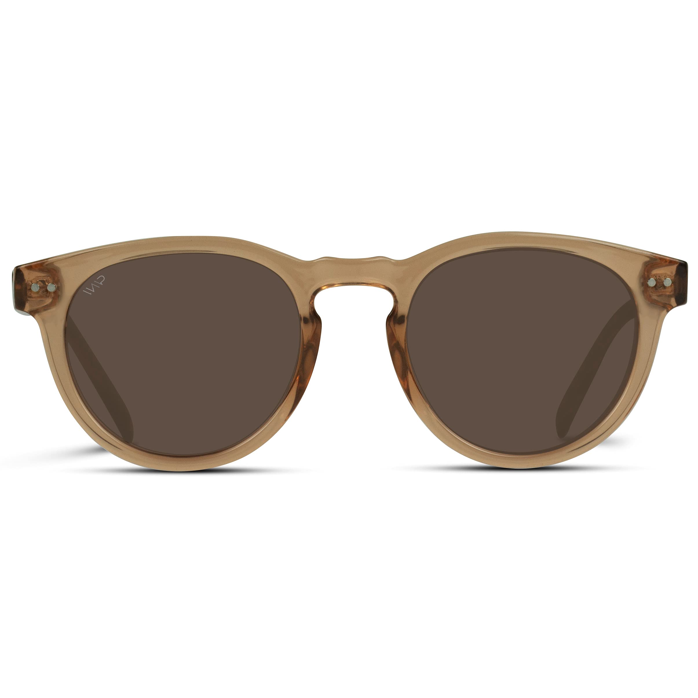 WearMe Pro Polarized Classic Round Retro Women's Sunglasses (Light Crystal Brown/Brown Lens)