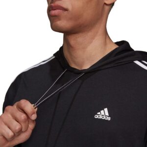 adidas Mens Lightweight Pullover Hoodie T-Shirt (2X-Large, Black/White)