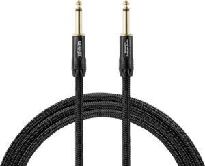 warm audio prem-ts-10' premier series straight to straight instrument cable - 10-foot, black/gold