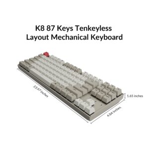 Keychron K8 87 Keys Tenkeyless Layout Wireless Bluetooth Mechanical Gaming Keyboard for Mac, Multitasking Type-C Wired Computer Keyboard for Windows Mechanical Brown Switch