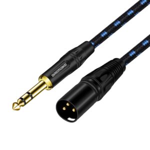 dremake xlr to 1/4 inch trs mic audio cable, 10ft xlr 3 pin male to quarter inch 6.35mm/6.5mm trs male balanced interconnect patch cord for electric drum, saxophone, effect pedal, amp, power amplifier