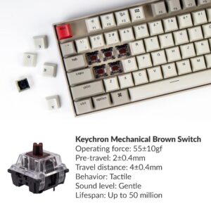 Keychron K8 87 Keys Tenkeyless Layout Wireless Bluetooth Mechanical Gaming Keyboard for Mac, Multitasking Type-C Wired Computer Keyboard for Windows Mechanical Brown Switch