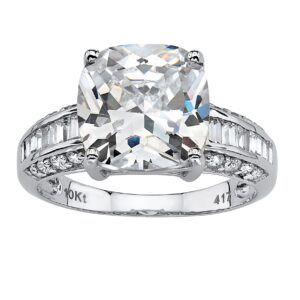 palmbeach jewelry 10k white or yellow gold cushion cut cubic zirconia engagement ring size 6