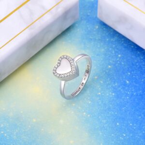 Cremation Jewelry for Ashes - 925 Sterling Silver Heart Urn Ring Holds Loved One Ashes Forever in My Heart Memorial Keepsake Jewelry Gift (9)