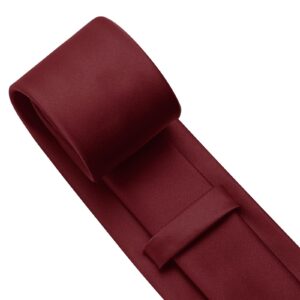 KOOELLE Men's Maroon Tie Solid Pure Color Plain Neckties Formal Burgandy Ties For Men