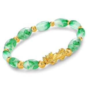 homelavie feng shui pixiu bracelet amulet dragon natural stone beads bracelet attract wealth money and good luck(green) (lucky)