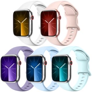 oyodss 5 pack bands compatible with apple watch band 38mm 40mm 41mm 42mm 44mm 45mm 49mm women men, soft silicone sport replacement strap compatible with iwatch ultra se series 8 7 6 5 4 3 2 1