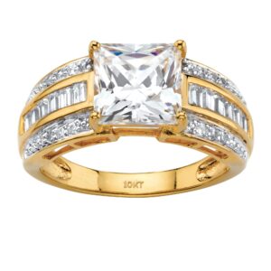 palmbeach 10k yellow or white gold princess cut cubic zirconia multi row engagement ring size 10