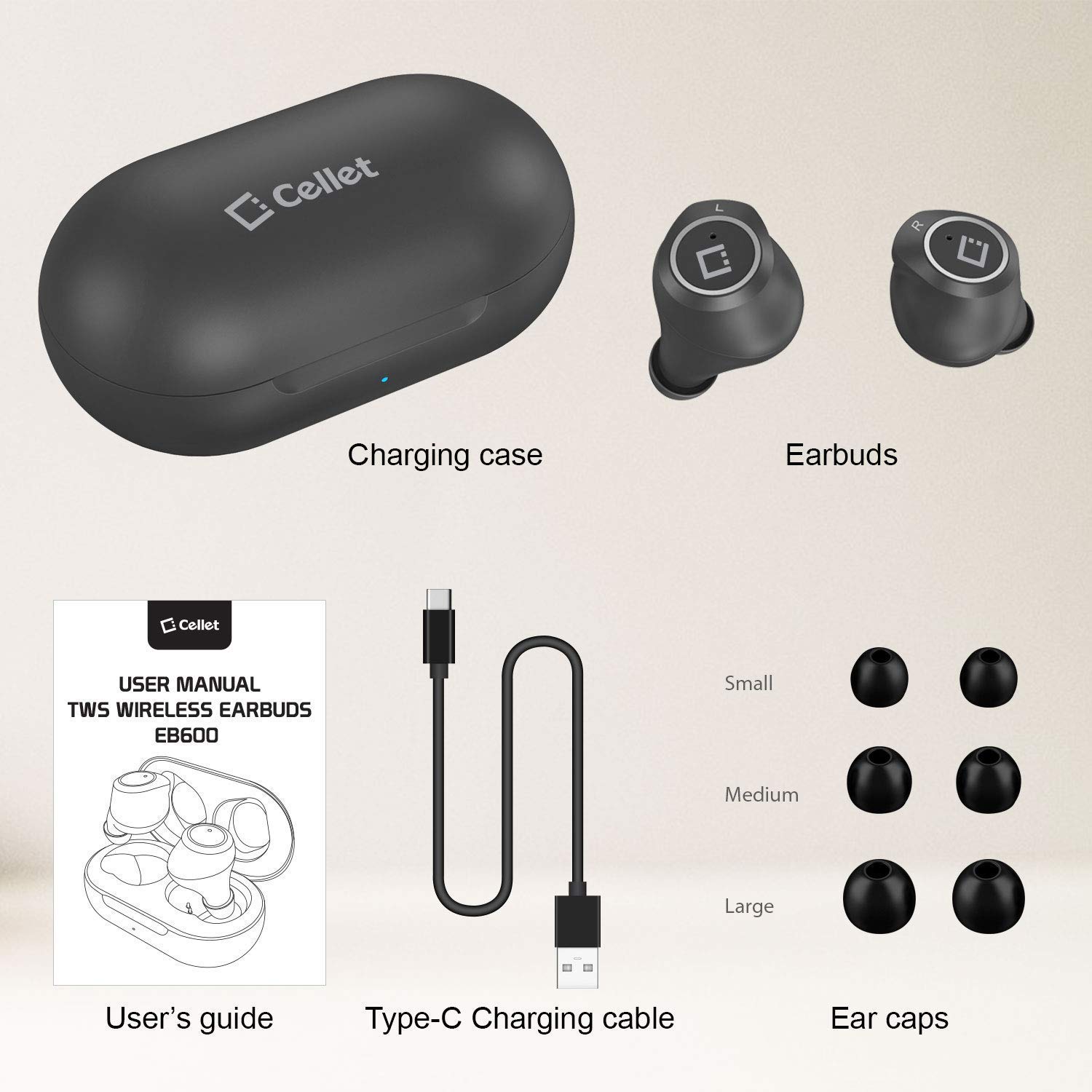 Wireless V5 Bluetooth Earbuds Works for Xiaomi Redmi Note 10 Pro with Charging case for in Ear Headphones. (V5.0 Black)