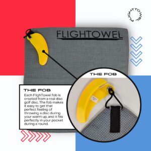 FlighTowel Disc Golf Towel | Warm-up Towel for Disc Golf | Microfiber Cloth | Made from an Innova Destroyer | Prevent Injuries and Gain Strength (Colors Will Vary) (Right-Handed)