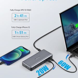 Anker USB C Docking Station, PowerExpand 9-in-1 PD Dock, 60W Charging for Laptop, 20W Power Delivery, 4K HDMI and DisplayPort, USB 3.0 and USB 2.0 Data, Gigabit Ethernet, 3.5 mm Audio