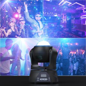 U`King LED Moving Head Light 30W Double Sided Moving Heads DJ Lights with Kaleidoscope and Stage Lighting by DMX and Sound Activated Control Spotlight for Wedding Church Live Show Bar (One Piece)